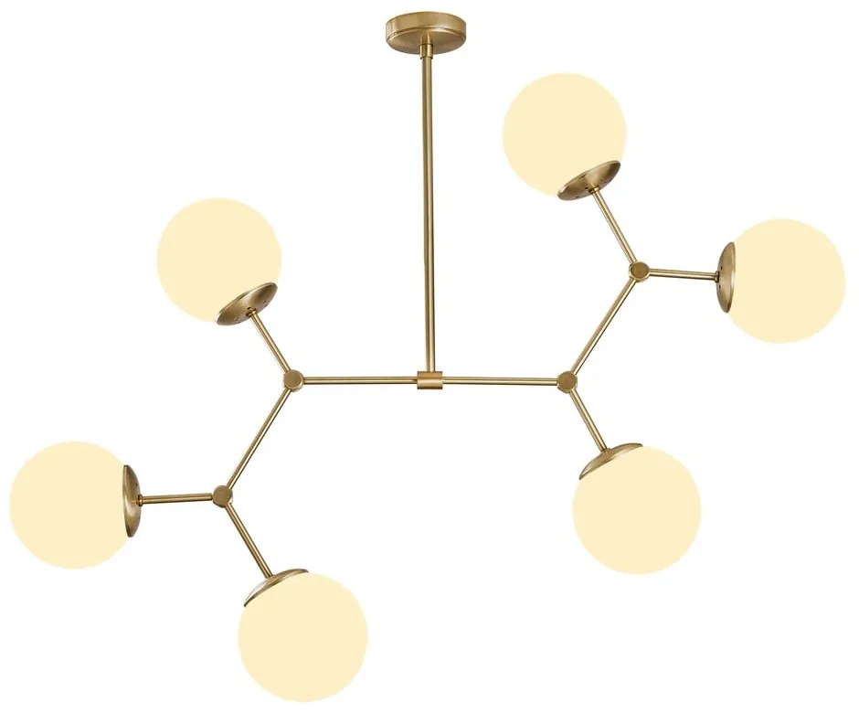 Závěsné svítidlo pro 6 žárovek ve zlato-bílé barvě Opviq lights Damar