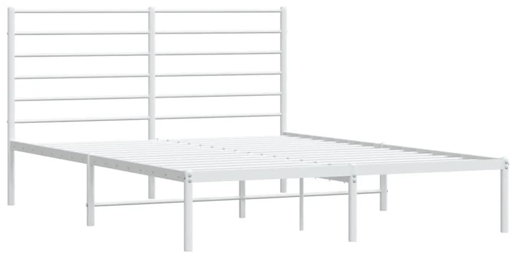 Kovový rám postele s čelem bílý 120 x 190 cm