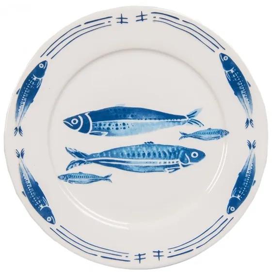 Porcelánový jídelní talíř s rybkami Fish Blue
