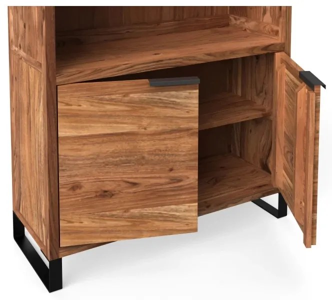 furniture-nabytek.cz - Masivní nástěnná jednotka Sidora z akácie, lakovaná, hnědá