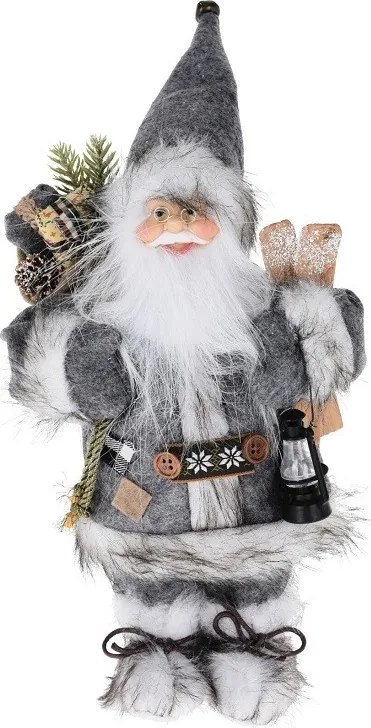 Santa Claus v šedém kabátě 37 cm