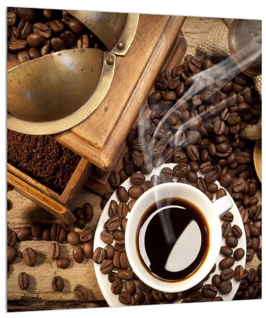 Obraz šálku kávy a kávových zrn (30x30 cm)