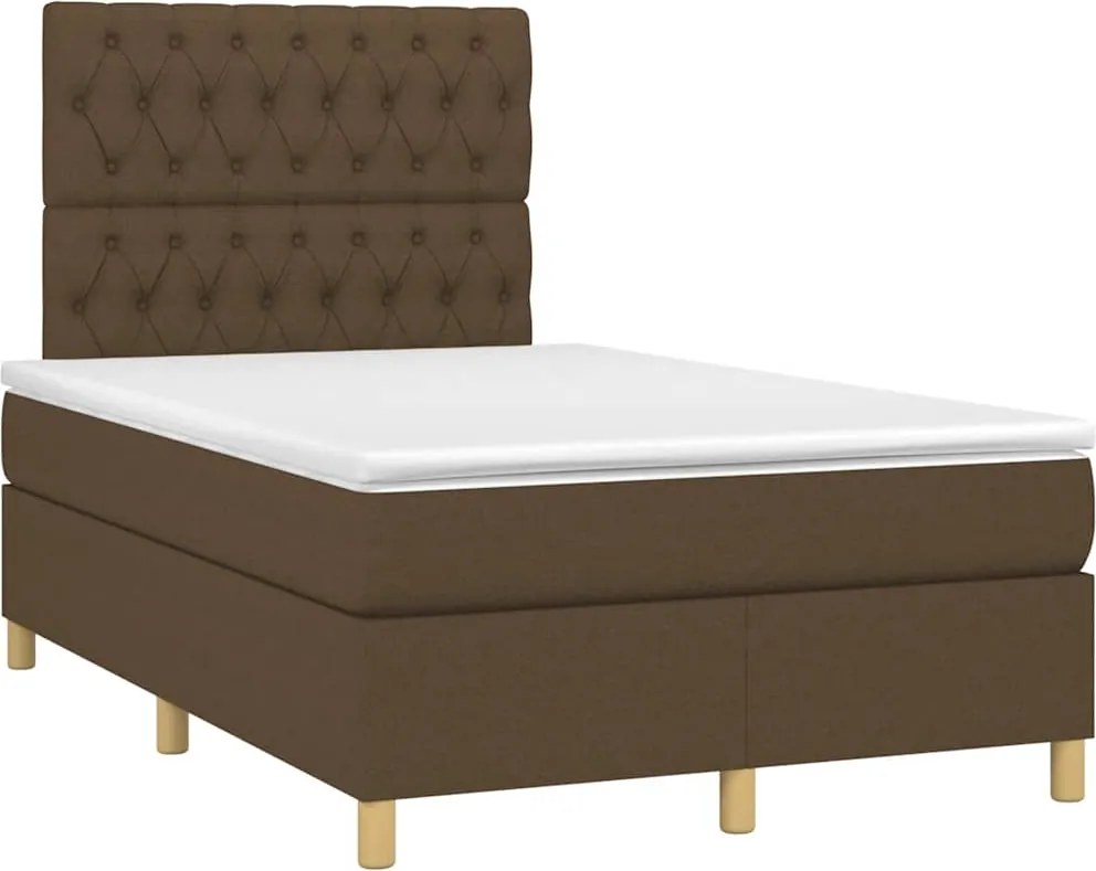 Box spring postel s matrací a LED tmavě hnědá 120x190 cm textil 3270270