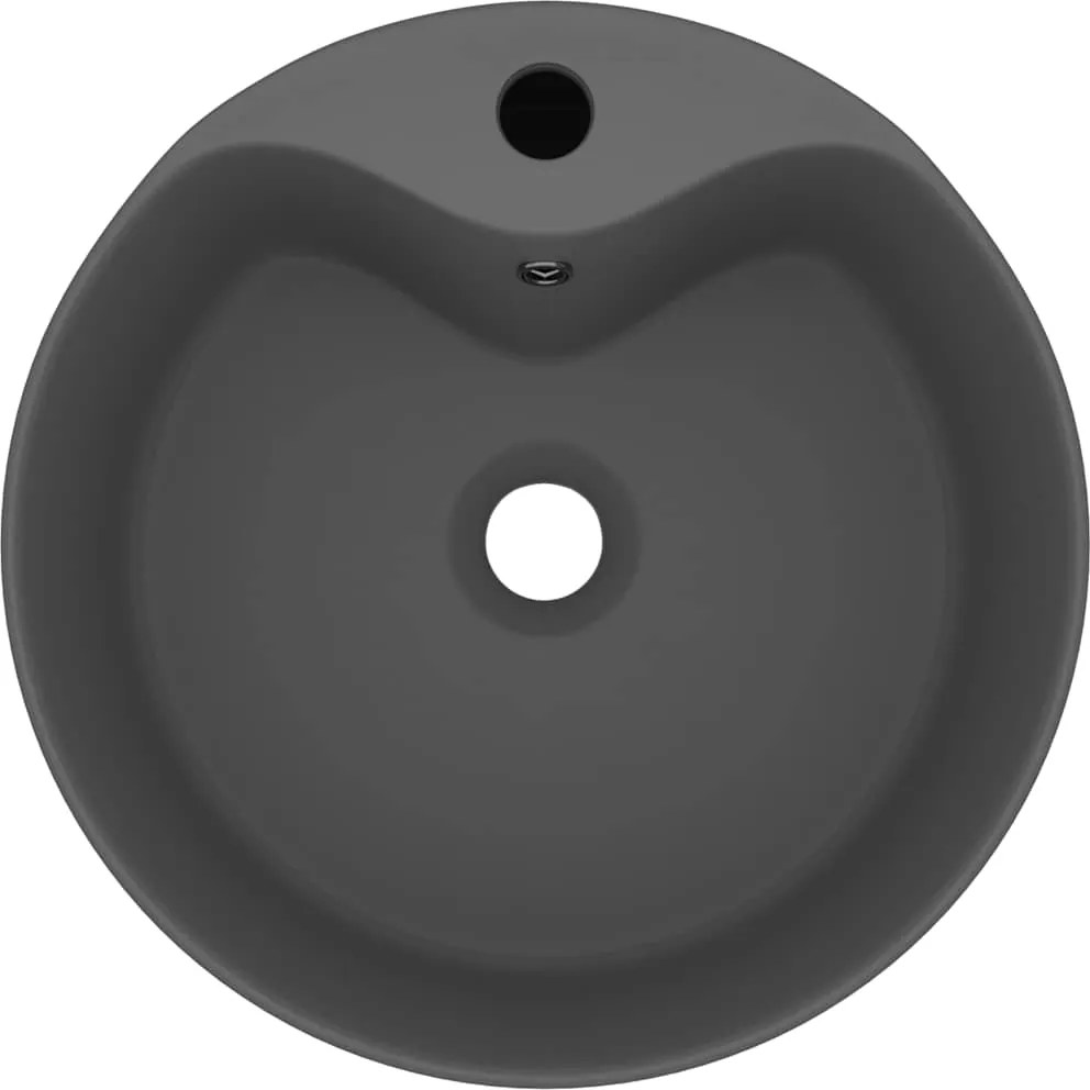 Luxusní umyvadlo přepad matné tmavě šedé 36 x 13 cm keramické 147038