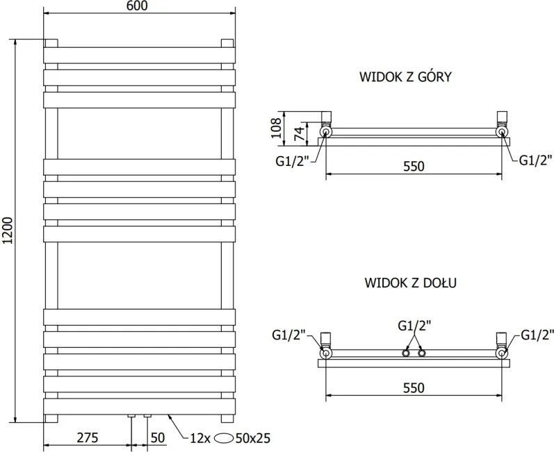 Mexen Jowisz elektrický radiátor 1200 x 600 mm, 600 W, černý - W107-1200-600-2600-70