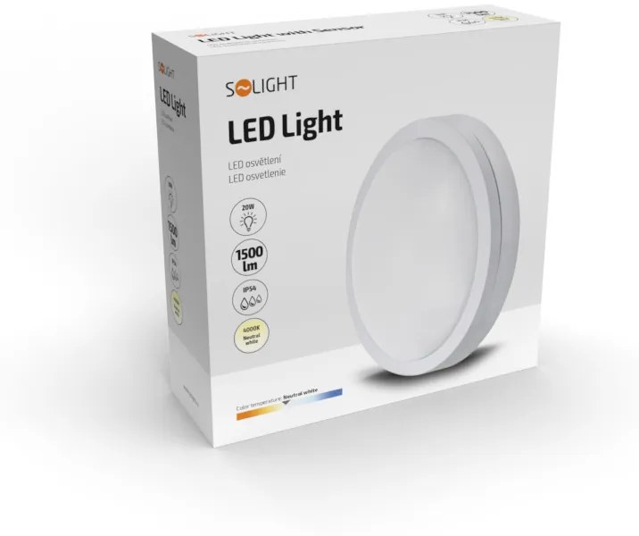 Solight LED venkovní osvětlení Siena, bílé, 20W, 1500lm, 4000K, IP54, 23cm