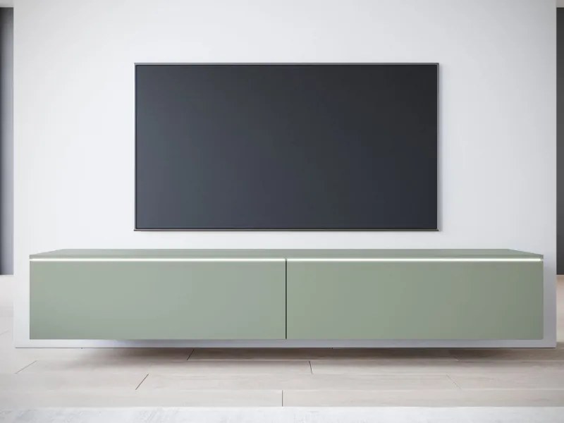 TV stolek Dlone 180, Barva: mlhavě zelená, Osvětlení: osvětlení LED - bílé