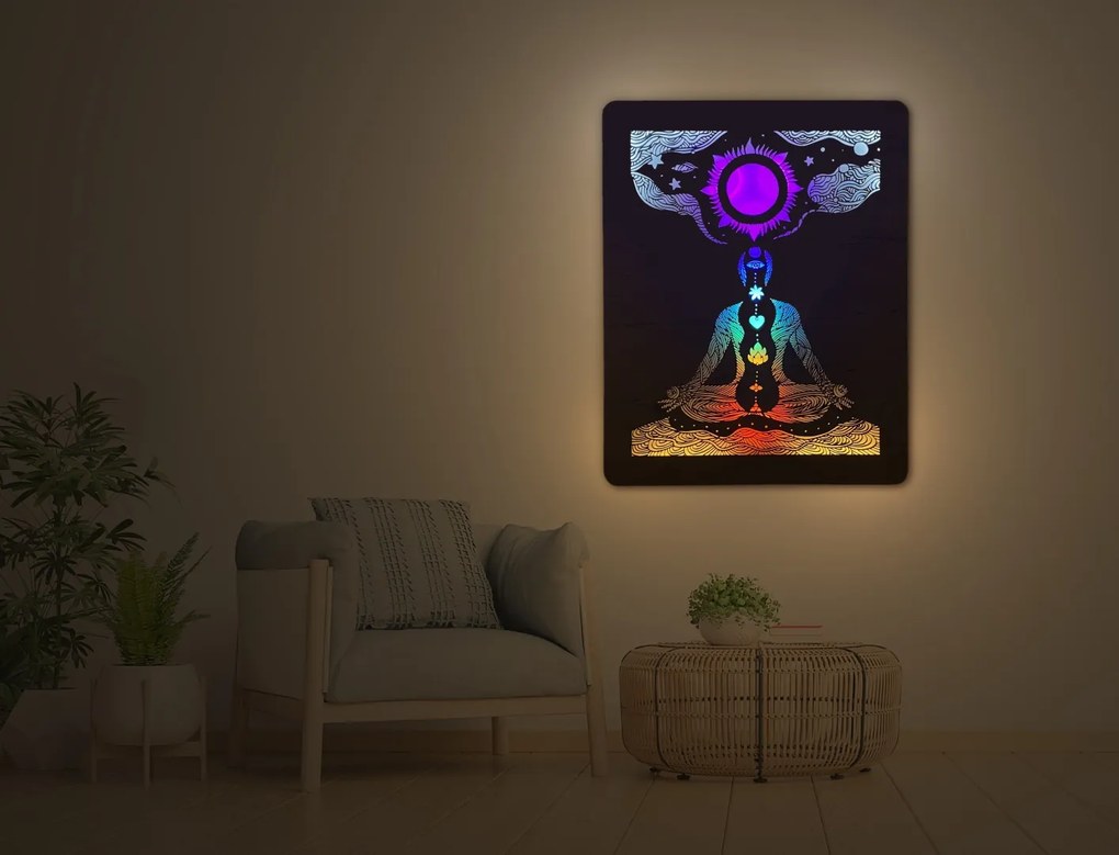 Li-Go "Čakry" světelný obraz 230V 70x90 cm provedení povrchu: dub