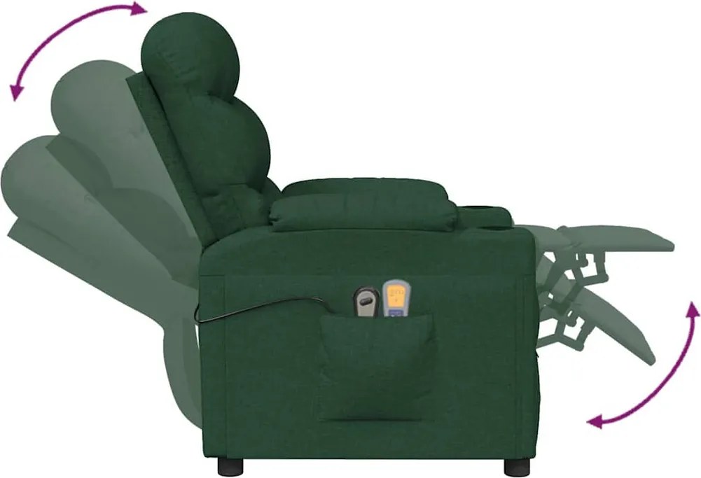Elektrické masážní křeslo tmavě zelené textil 3143509