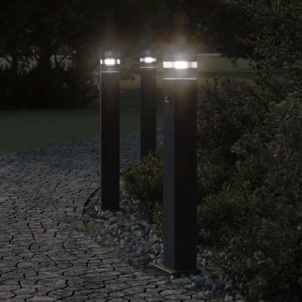 Venkovní Stojací Lampy 3 Ks Černé Hliník 80 Cm