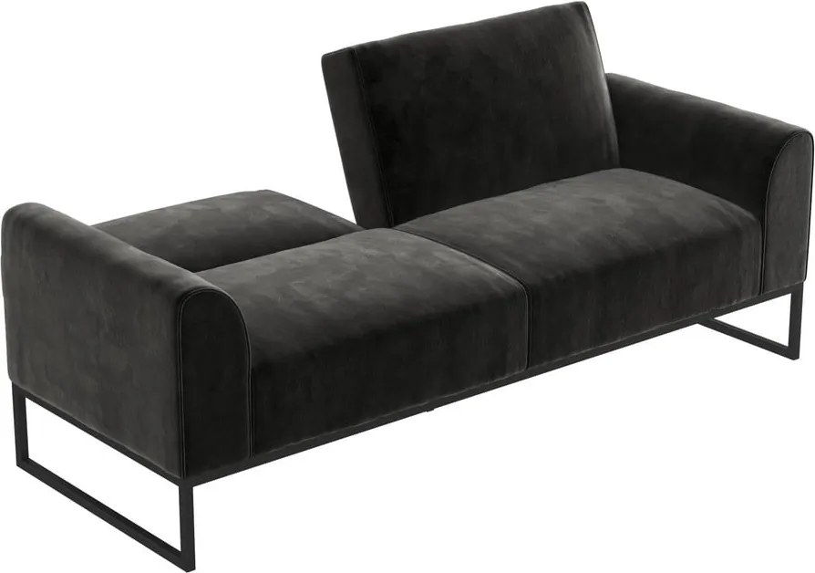 Černá sametová polohovací/rozkládací pohovka 217 cm Adley - II. jakost – CosmoLiving by Cosmopolitan