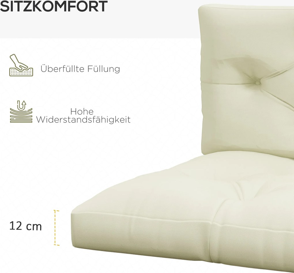 Outsunny Sada 2 sedacích a opěrných polštářů pro zahradní lavici, loveseat, 2-místnou paletovou pohovku Vysoký komfort rozměry 120D x 80Š x 12V cm Po…