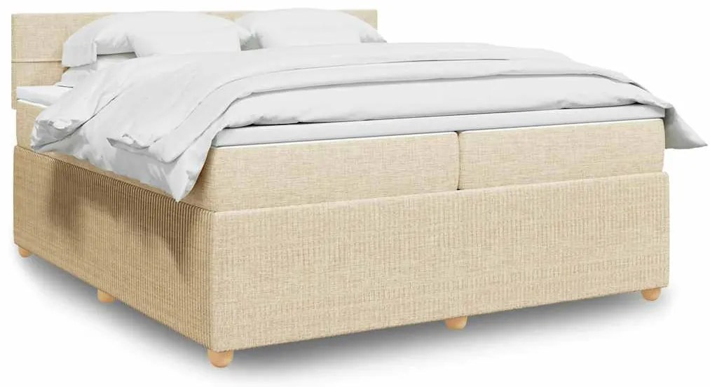 Box spring postel s matrací krémová 200x200 cm textil 3287568