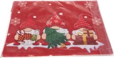 Dlouhý vánoční běhoun 220 x 40 cm – červený se skřítky