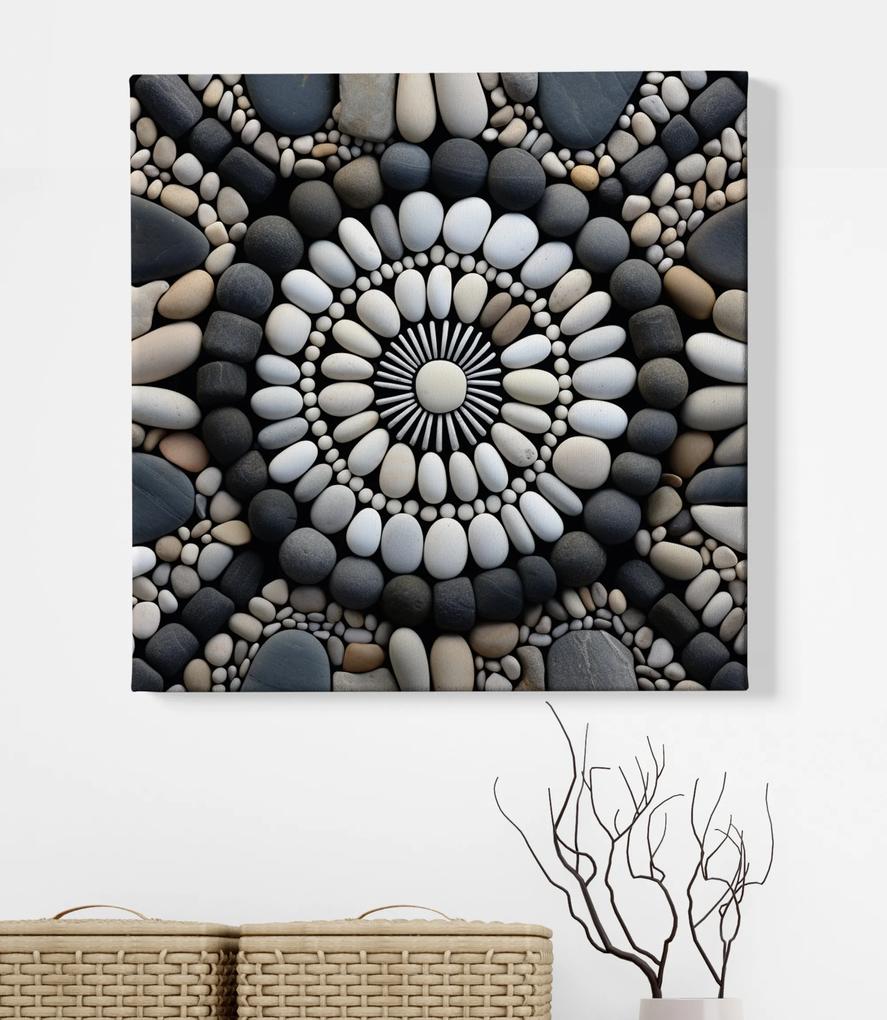 Obraz na plátně - Mandala z kamínků FeelHappy.cz Velikost obrazu: 100 x 100 cm
