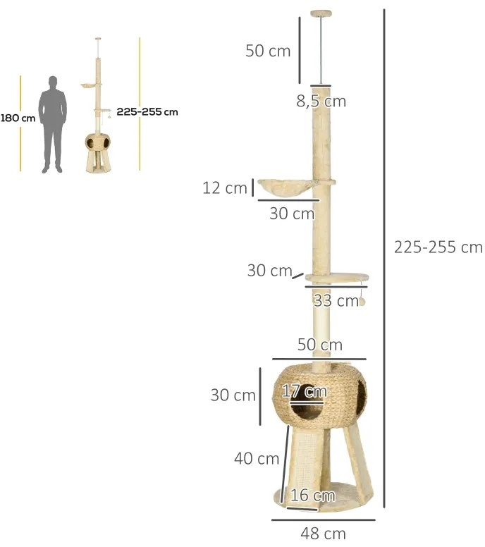 PEPU Škrabadlo pro kočky 1 kočičí jeskyně, 1 houpací síť pro kočky, 1 lehací plocha,