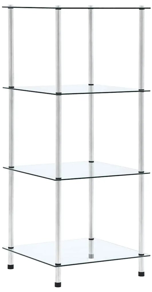 4patrová police průhledná 40 × 40 × 100 cm tvrzené sklo 249505