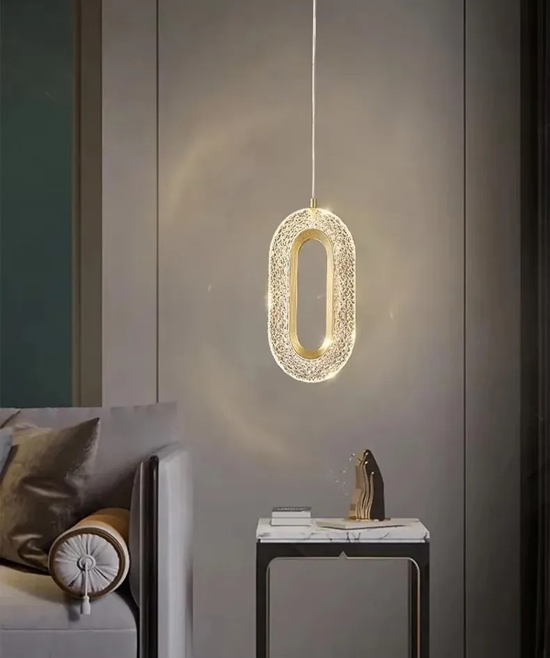 Závěsný LED křišťálový lustr G113-1CP zlatý/neutrální bílá