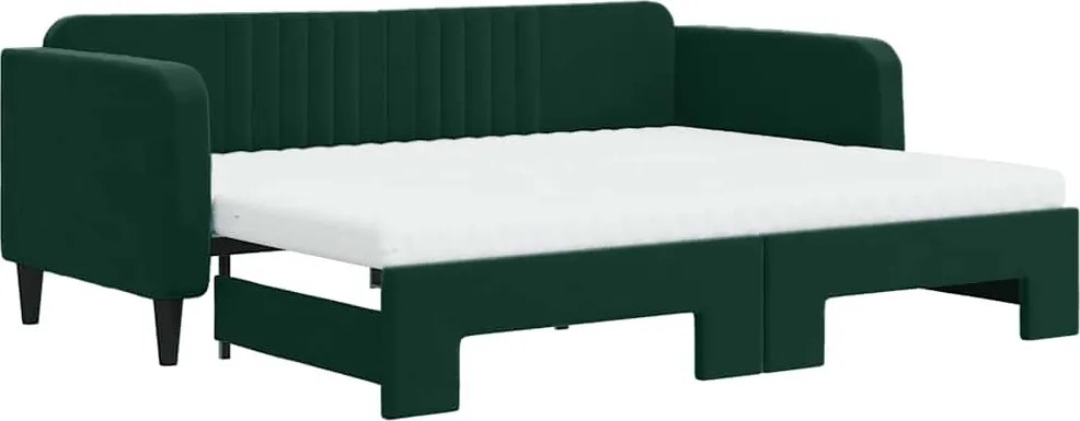Válenda s přistýlkou a matracemi tmavě zelená 90 x 200 cm samet 3197089