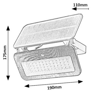 Rabalux 77160-LED Solární reflektor se senzorem LED/8W/3,7V 3000/4000/6500K IP65