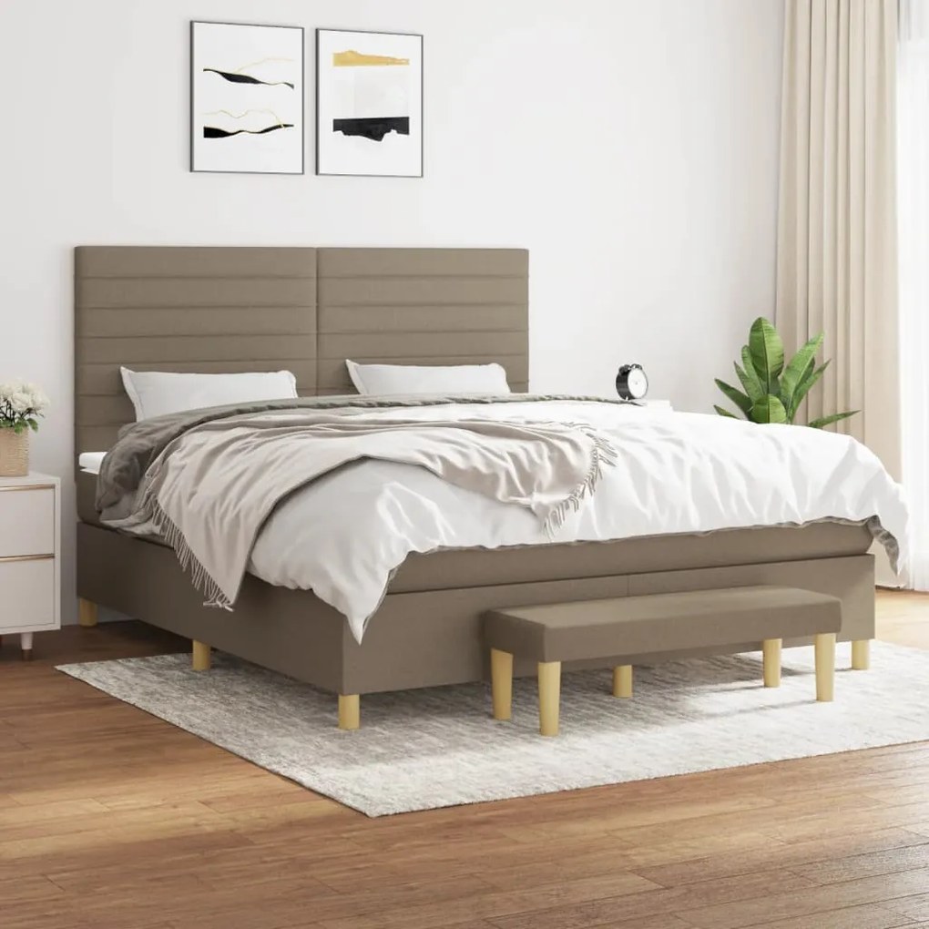 Box spring postel s matrací taupe 180x200 cm textil 3137257