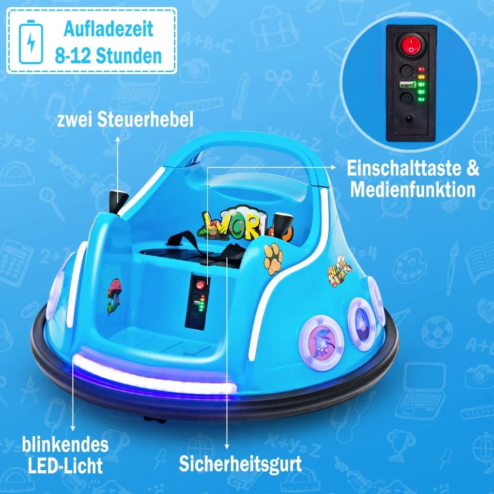 Costway 12 V Dětský nárazníkový vůz 360 Otočení stupňů s hudbou a světly