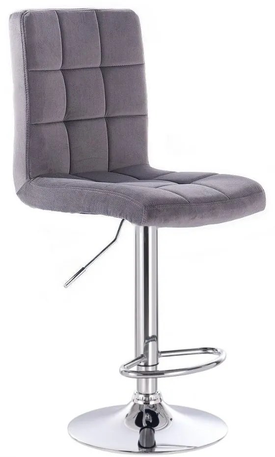 LuxuryForm DESIGN Barová židle TOLEDO VELUR na stříbrné kulaté podstavě - tmavě šedá