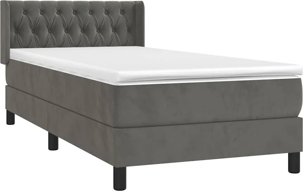 Box spring postel s matrací tmavě šedá 90x190 cm samet 3131112