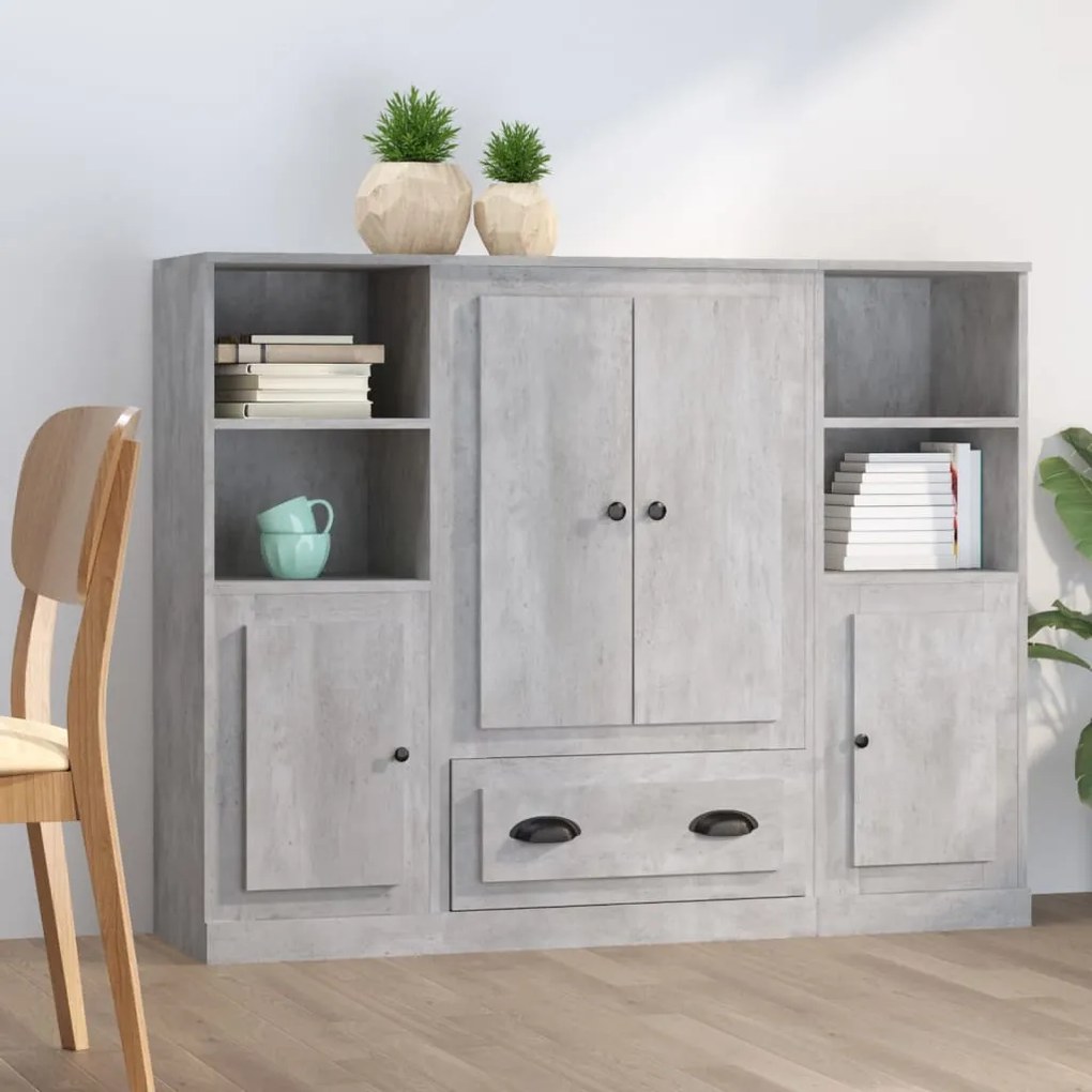 Příborníky 3 ks betonově šedé kompozitní dřevo 3185323