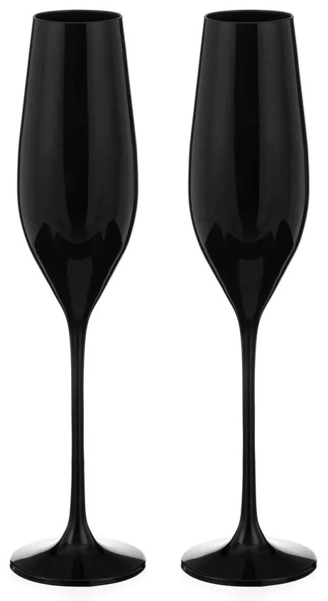 Diamante sklenice na šampaňské Ghost Black 210 ml 2KS