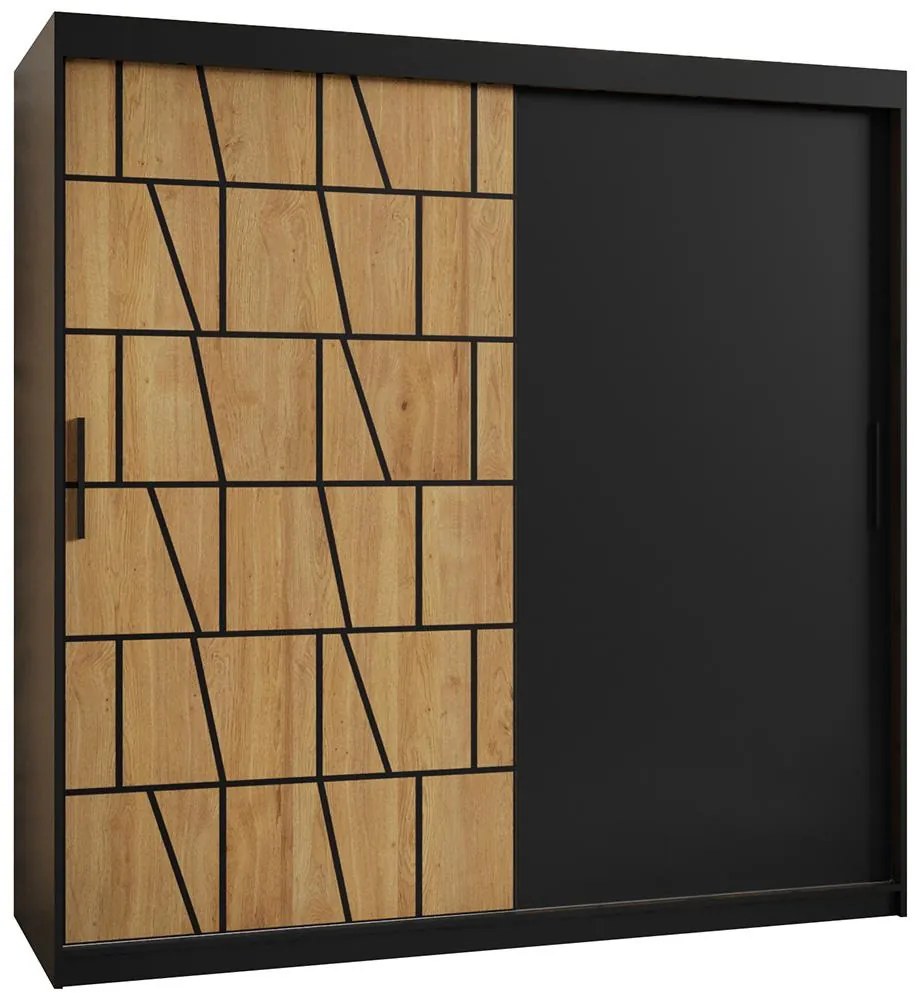 Šatní skříň Lima | 180 cm | černá/jasan