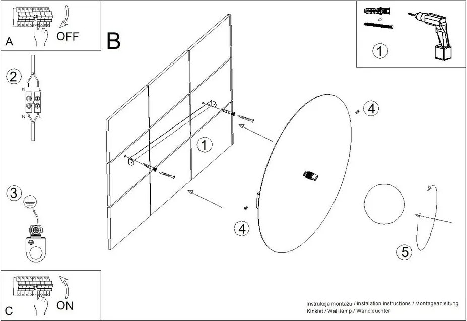Vínové kovové nástěnné svítidlo ø 50 cm AKE – Thoro