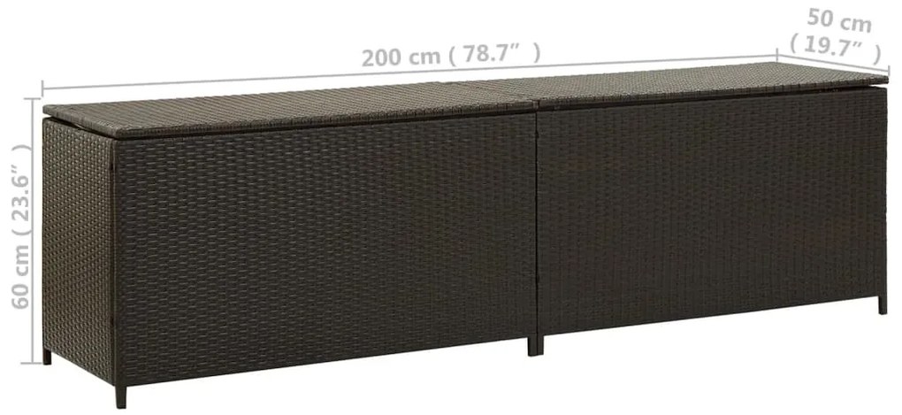 vidaXL Marketos Zahradní úložný box polyratan 200 x 50 x 60 cm hnědý