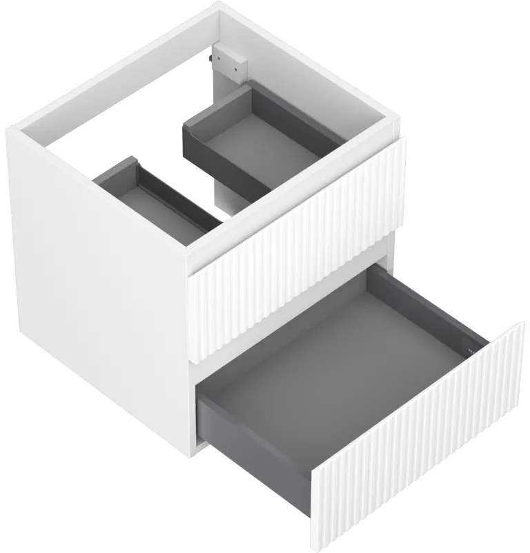 Mexen Rivel, koupelnová skříňka 50 cm, 2 zásuvky, drážkovaná, bílá matná, 91A20-05047-2-BFF01