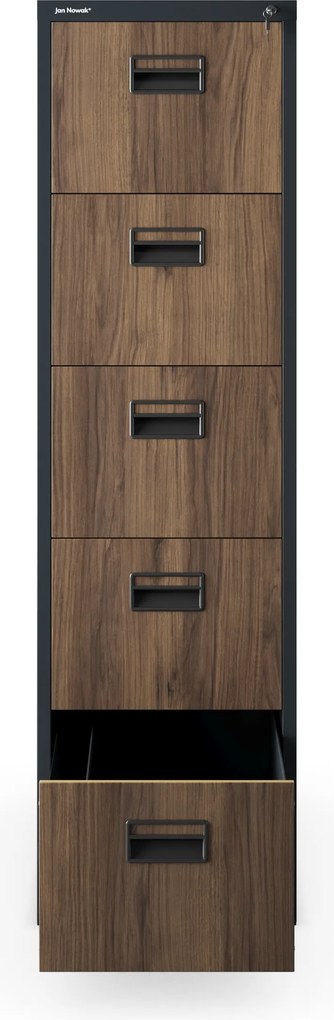 Kovová kartotéková skříň s 5 zásuvkami, antracit/ořech, 460x1625.5x620 mm: SARA Eco Design