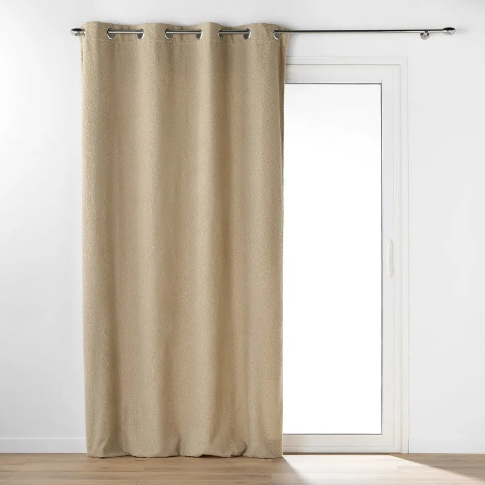 Béžový závěs z materiálu bouclé 140x240 cm Wooly – douceur d'intérieur