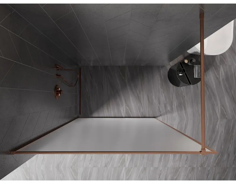 Mexen, Mexen Kioto-XF sprchová stěna s rámem 50 x 202 cm, matná 10 mm, broušená měď - 800-050-104-65-30-X
