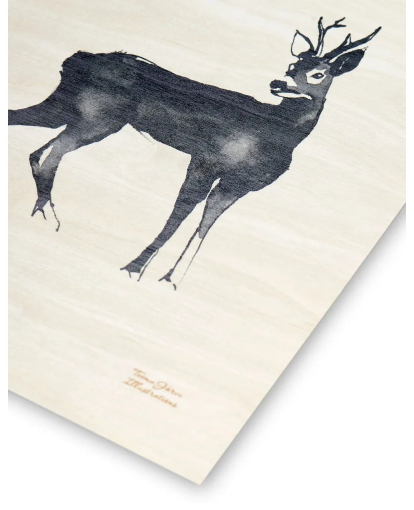 Obrázek na dřevěné kartě Deer 24x30 cm Teemu Järvi Illustrations