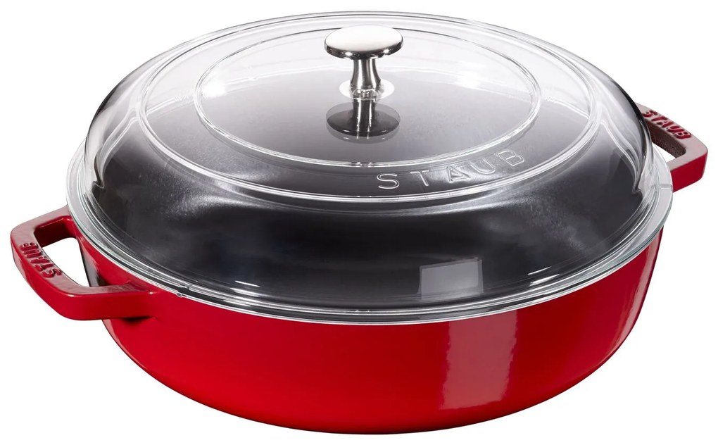 Staub Litinový kastrol se skleněnou poklicí Braiser, 24 cm, višňový 12722406