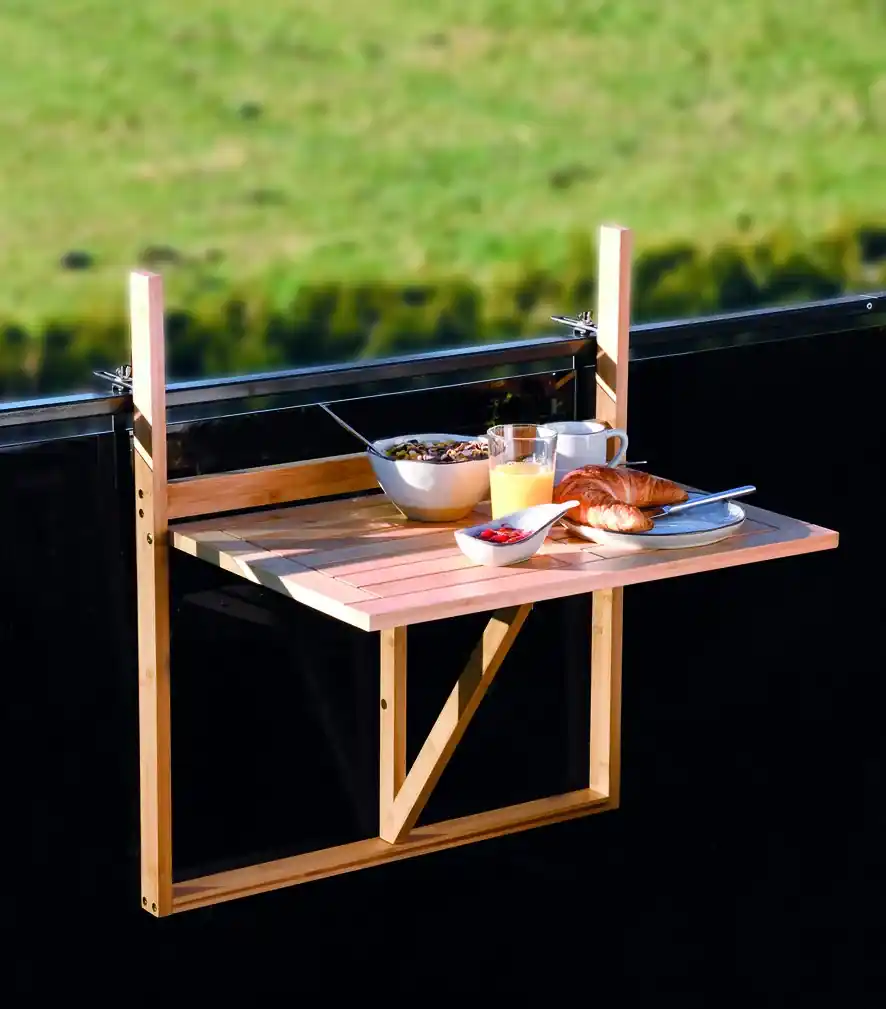 Kesper Bambusový balkonový skládací stoleček, bez montáže, závěsný BALKON,  64x72x44cm KE58850 | BIANO