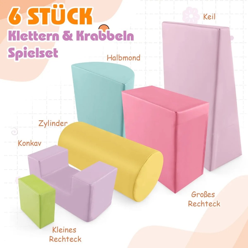 Costway 6 PCS. Pěnové stavebnice Obří stavebnice na běhání a lezení Světle