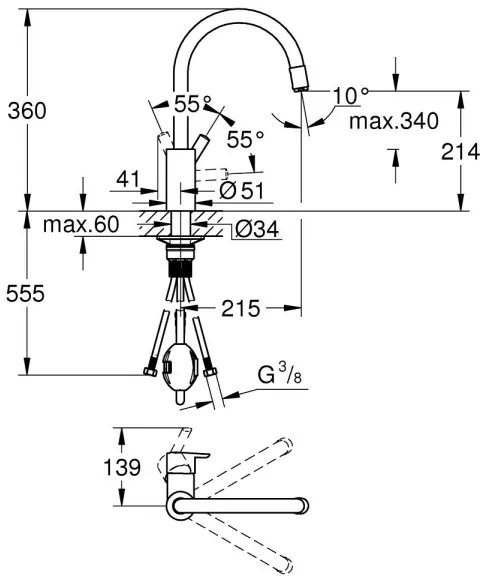 GROHE 32671002 - Dřezová baterie FEEL lesklý chrom