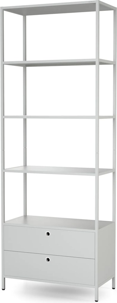 Regál se zásuvkami do kanceláře, na šanony a dokumenty, otevřené police, kovový, šedý, 800x2200x400 mm: ARIEL