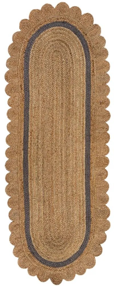 Flair Rugs koberce Kusový koberec Grace Jute Natural/Grey ovál ROZMĚR: 120x170 ovál