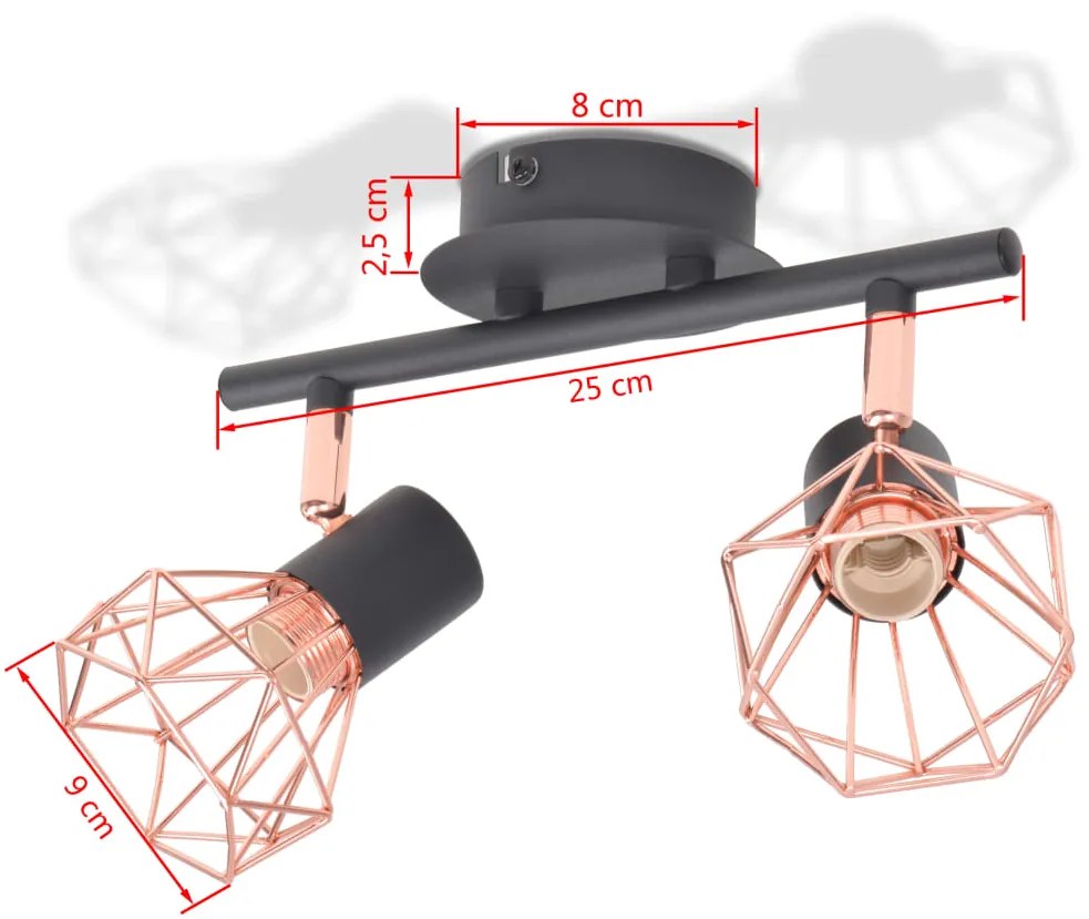 Stropní světlo se 2 LED žárovkami se žhavicím vláknem 8 W - Default Title