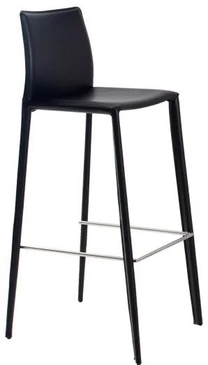 Deflee barová židle MILANO BLACK BZ35616recyklovaná kůže, rám židle: chromovaný kov  43 cm x 102 cm x 54 cm