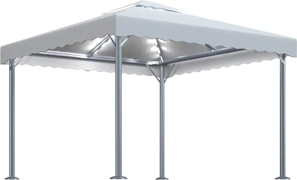 Altán se světelnými LED řetězy 300 x 300 cm krémový hliník 3070342