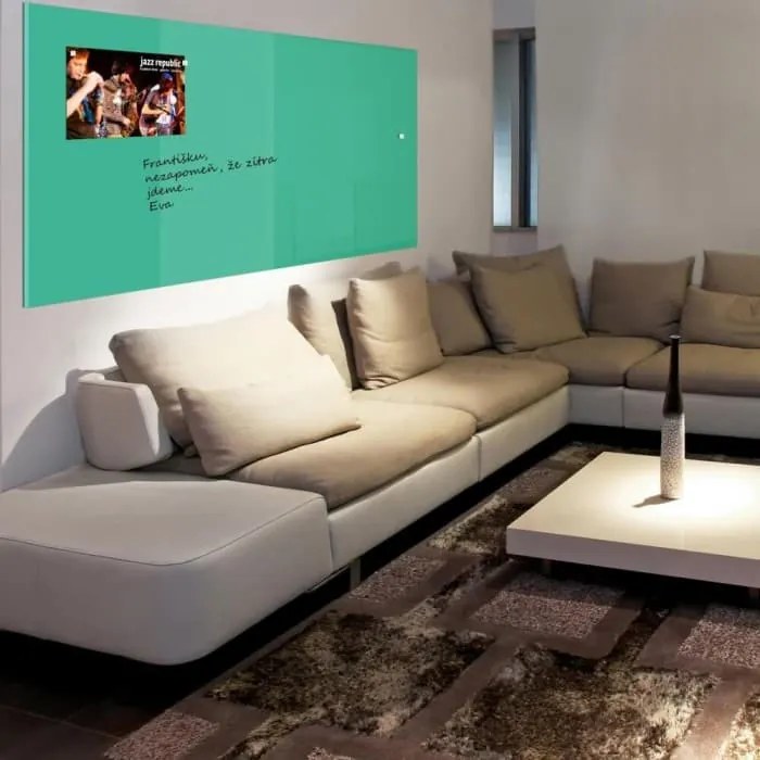 Zelená veronesova skleněná magnetická tabule nalepovací na zeď Smatab® - 100 × 150 cm