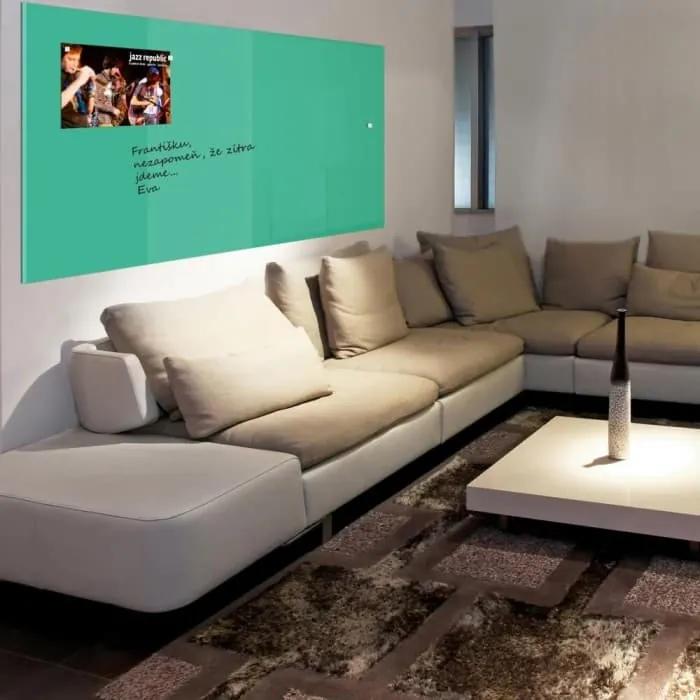 Zelená veronesova skleněná magnetická tabule nalepovací na zeď Smatab® - 48 × 48 cm