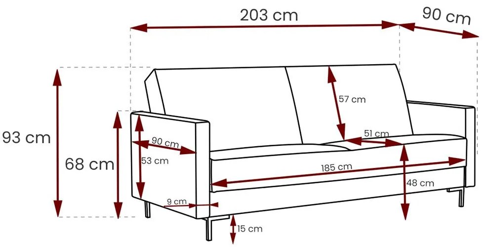 Pohovka SOLVO | 203 cm | rozkládací + úložný prostor | VÝBĚR TKANINY a NOŽIČEK
